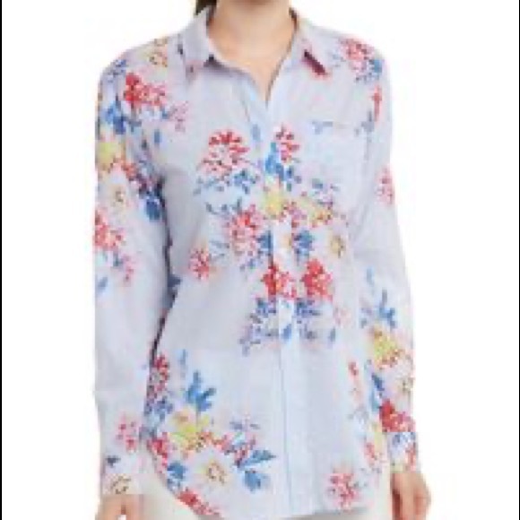 Joules | Tops | Nwt Lucie Chambray Whitstable Floral Shirt | Poshmark